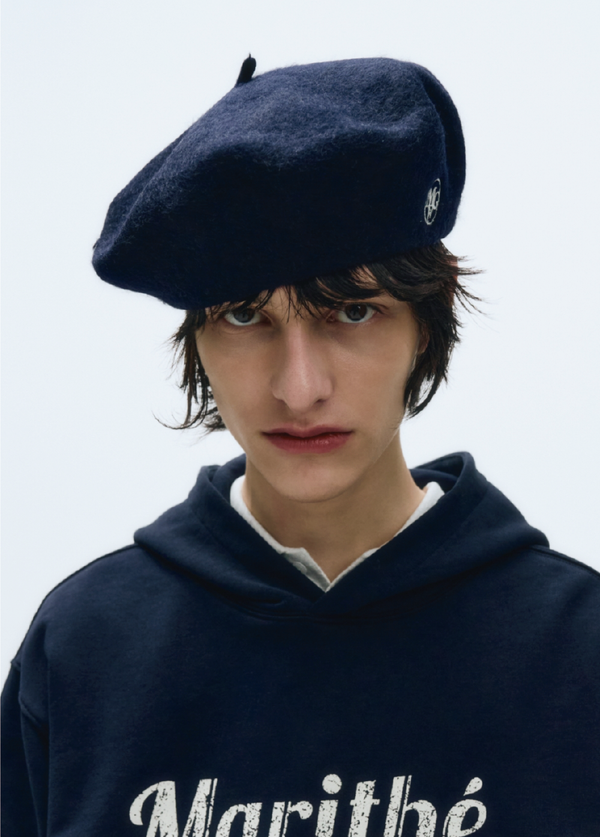 CIRCLE LOGO EMBROIDERY WOOL BERET